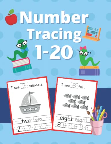 Number Tracing 1-20: Preschool & Kindergarten Math Activity Book | Ages ...