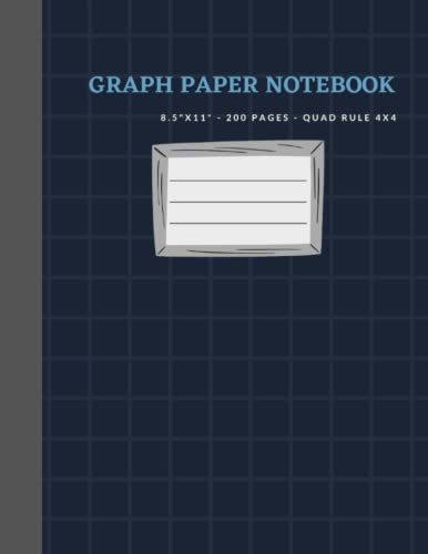 Graph Paper Notebook, Quad Ruled 4x4, 8.5 x 11 inches, 200 pages, Math ...