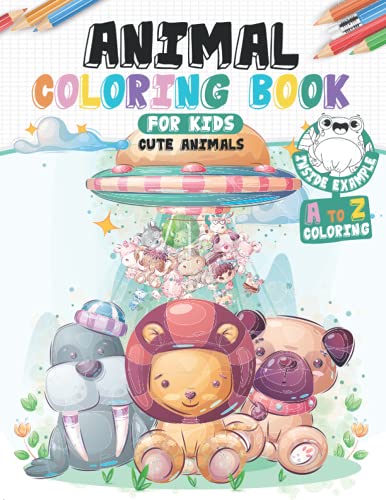 Animals Coloring Book For Kids Cute Animals: Easy Educational Coloring ...