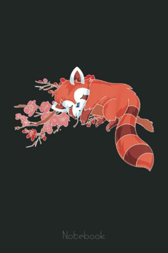 Cherry Blossom Cute Forest Animal Chinese Sleepy Red Panda Notebook ...
