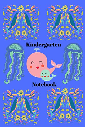 Kindergarten lined paper notebook for kids (whales and jellyfish design ...