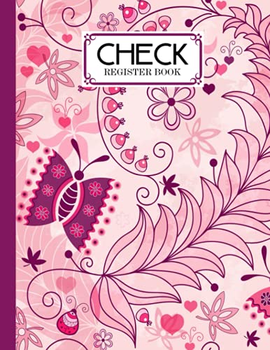Check Register Book: Check Register Book Butterflies and flowers Cover ...