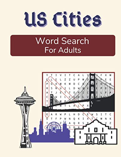 US Cities Word Search For Adults: Large Print Medium Difficulty Puzzle ...