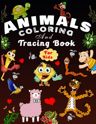 Animals Coloring And Tracing Book For Kids: Animals Tracing Activity ...