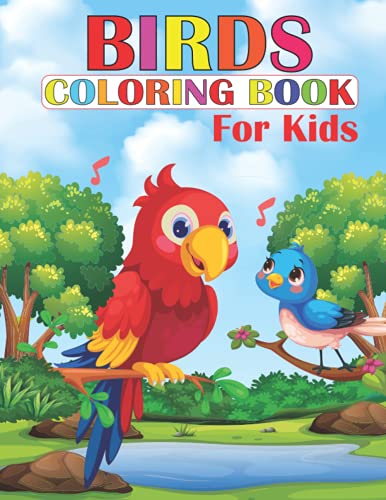 Birds Coloring Book For Kids: Large print 50 Unique and Fun Images of ...