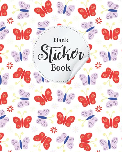 Blank Sticker Book: butterfly Blank Sticker Book,8 x 10 inch 100 page ...