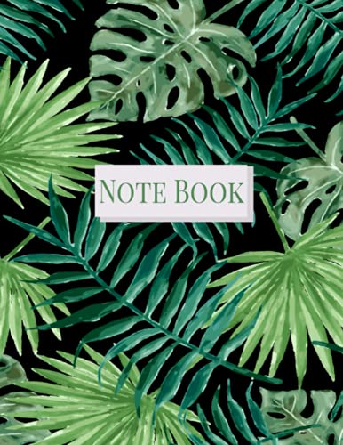 Notebook: Palm Leaves Tropical Print Composition Notebook - College ...