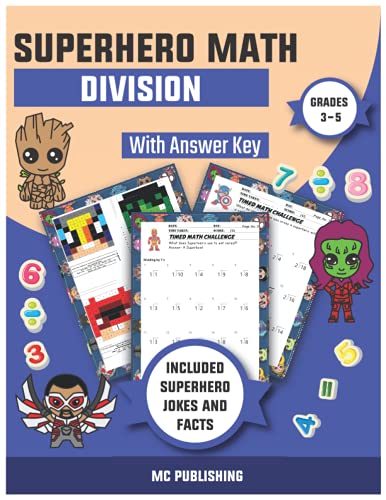 Superhero Math - Division: Grades 3-5 with Answer Key: Math Drills ...