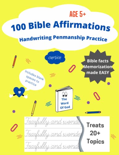 100 Bible Affirmations Handwriting Penmanship Practice: 100 Bible ...