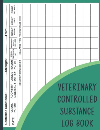Veterinary Controlled Substance Log Book: Veterinarians' Record Book ...