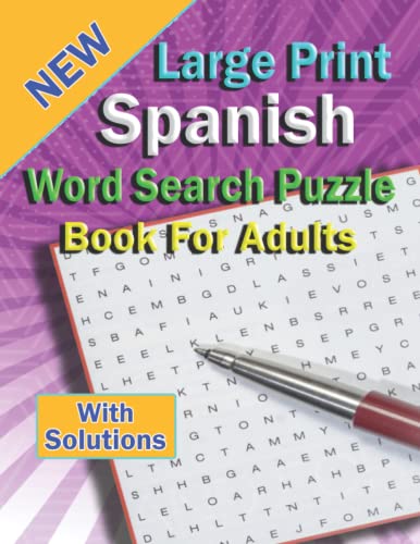 New Large Print Spanish Word Search Puzzle Book For Adults: Spanish ...
