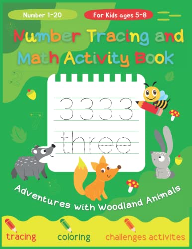 Number Tracing and Math Activity Book: For children aged 5 - 8. Number ...
