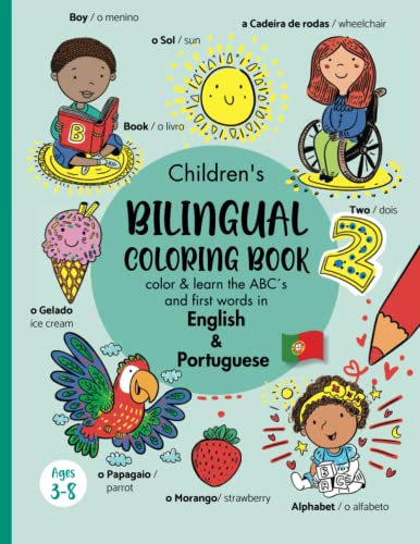 Children's Bilingual Coloring Book - English & Portuguese: Learn and ...