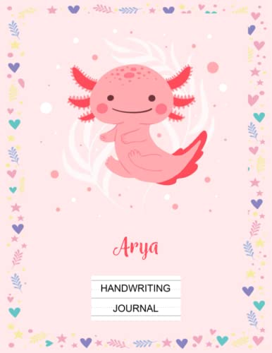 Arya Handwriting Journal - Handwriting Practice Paper Cute Pink Axolotl ...