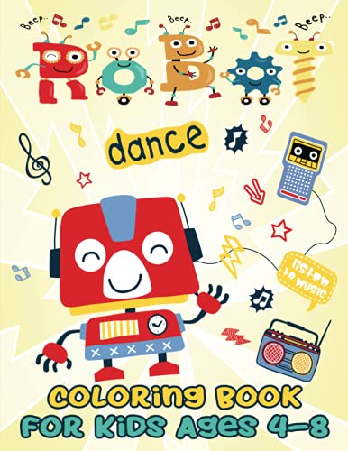 Robot coloring book for kids ages 4-8: Simple robots coloring book for ...