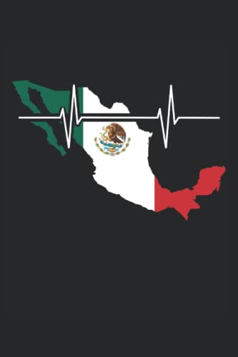 Mexico flag outline heartbeat ECG Heartbeat pulse notebook 6x9 (approx. A5) 120 pages lined ...