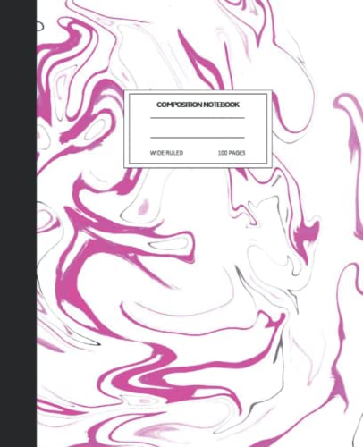 White And Pink Marble Composition Notebook: Cute Wide Ruled School ...