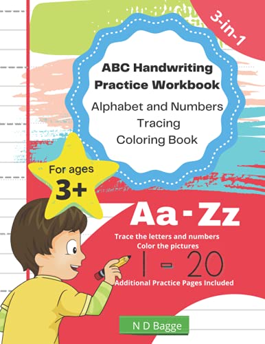 ABC Handwriting Practice Workbook: Alphabet and Numbers Tracing ...