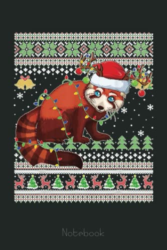 Red Panda Animal Lover Xmas Santa Red Panda Ugly Christmas Notebook ...