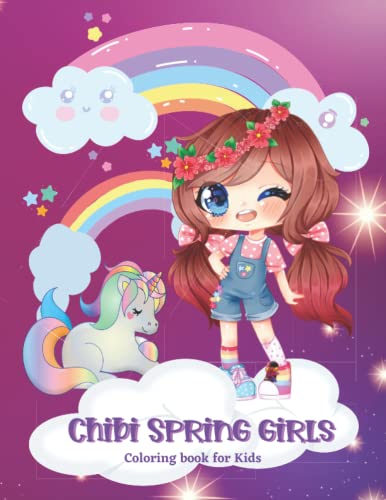 Chibi Spring Girls, Kawaii Girls Coloring Book: Cute Anime Coloring ...