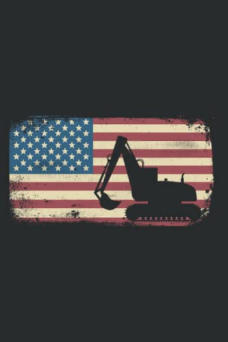 Excavator American Flag Excavator: Papercode Lined Journal Notebook - 6 ...