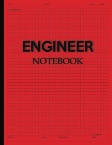 Red Cover Engineer Notebook: 100 Pages Graph Paper Notebook, Quad Ruled ...