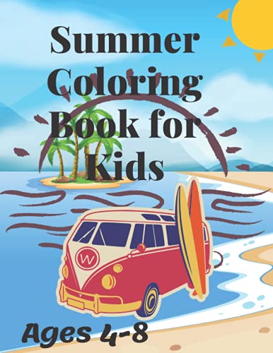 Summer Coloring Book for Kids: Summer Vacation Beach Theme Coloring ...