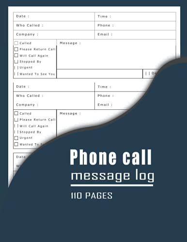 Phone Call Message Log: Inbound and Outbound Call & Message Log Book ...