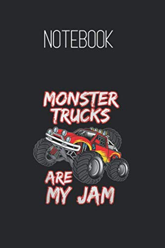 Notebook: Cool Monster Truck Are My Jam Retro Sunset Cool Engines ...
