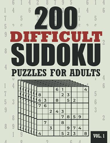 200 Difficult Sudoku Puzzles for Adults: Sudoku puzzle book for adults ...