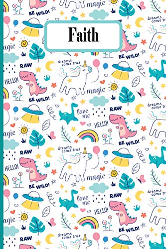 Faith: Personalized Dinosaur notebook ; journal , 100 Pages, ''6x9 ...