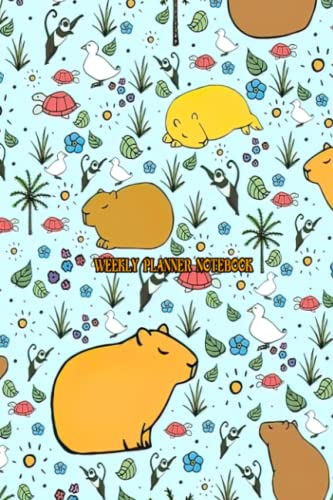 Weekly Planner Notebook: Beautiful Confidence Capybaras School Daily ...