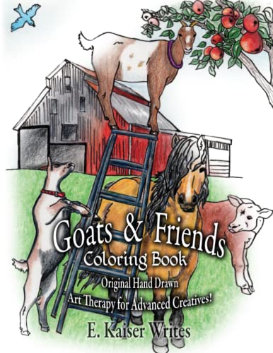 Goats & Friends; Advanced Coloring Book: Original hand drawn art for ...