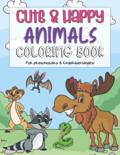Cute & Happy Animal Coloring Book for Preschoolers & Kindergarteners by ...