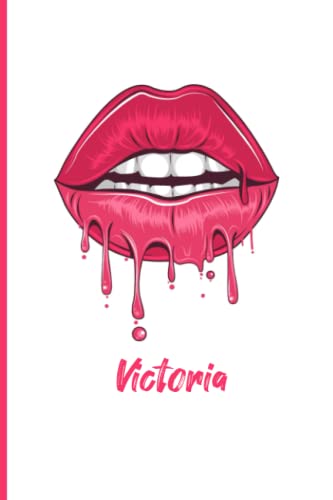 Victoria: Pink Lips Journal with Personalized Name, Personalised ...