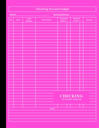 Checking Account Ledger: Simple Accounting Ledger for Bookkeeping ...