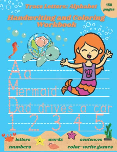 Trace Letters: Alphabet - Mermaid Handwriting and Coloring Workbook ...