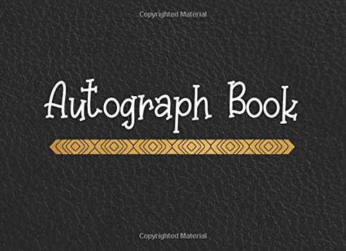 Autograph Book: Black Leather Texture Background Cover - Memorabilia ...