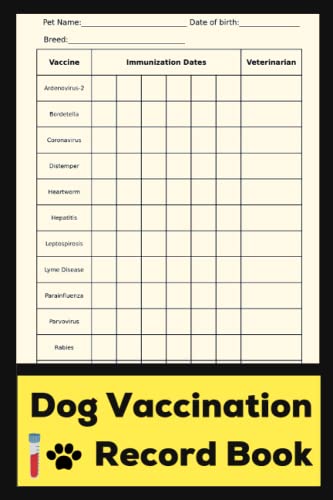 Dog Vaccination Record Book: Dog Vaccination Journal | Dog Vaccination ...