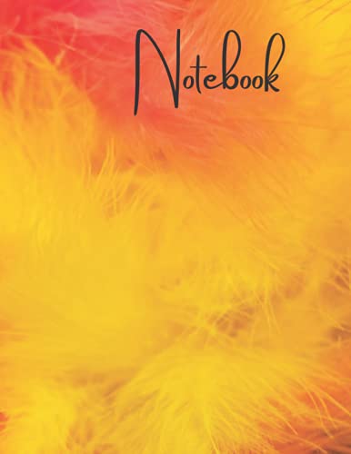 Yellow and Orange Feather Notebook: 8.5x11 200 page Lined Notebook ...