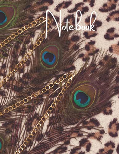 Peacock Feather Notebook: 8.5x11 200 page Lined Notebook-Perfect for ...