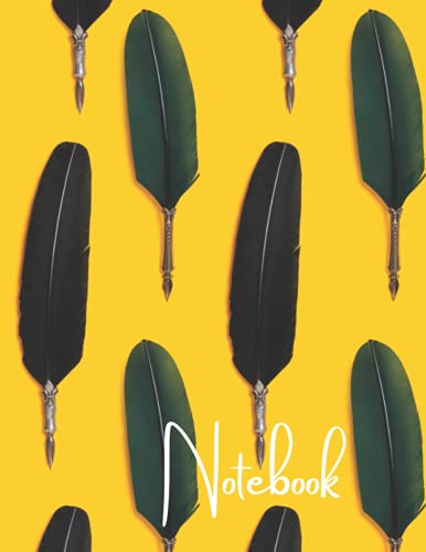 Green and Black Feather Notebook: 8.5x11 200 page Lined Notebook ...
