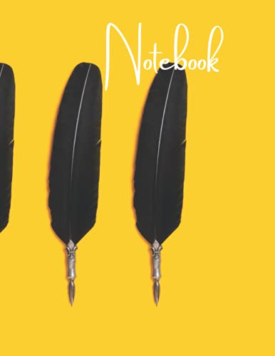 Black and Yellow Feather Notebook: 8.5x11 200 page Lined Notebook ...