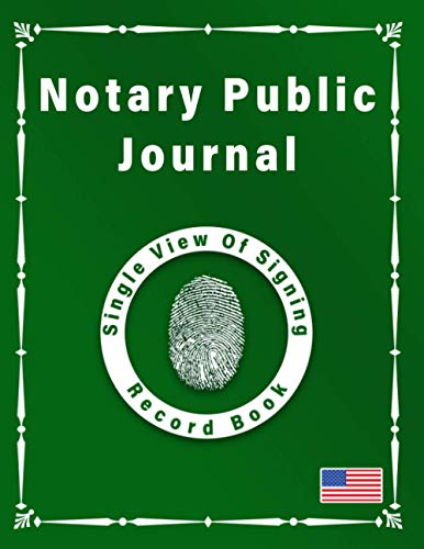 Notary Public Journal: Single View of Signing Record Log Book | Time ...