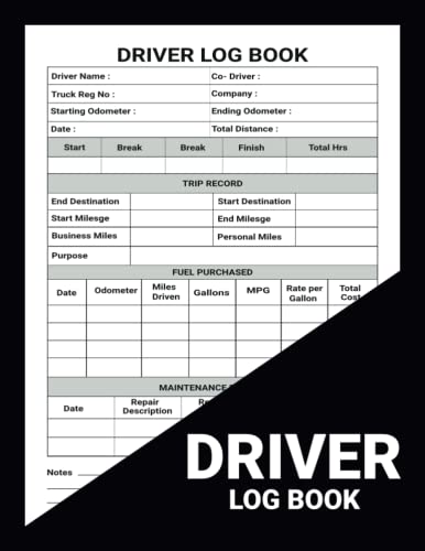 Driver Log Book: Daily Driver Log Book To Record Vehicle Details, Trips ...