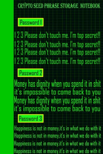 Crypto Seed Phrase Storage Notebook: Cryptocurrency seed storage ...