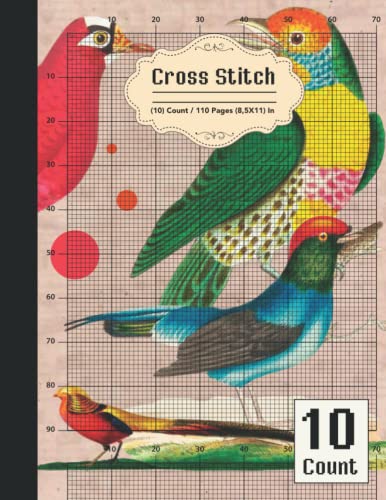 Cross Stitch: 10 Count Graph Paper Notebook: Multicolored Birds ...