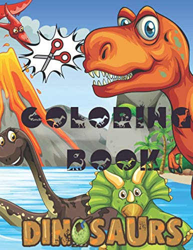 Dinosaur Coloring Book: A Fun Cutting And Coloring Practice Activity ...