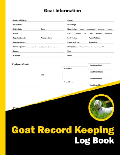 Goat Record Keeping Log Book: Goat Record Book, Goat Health Care Book ...