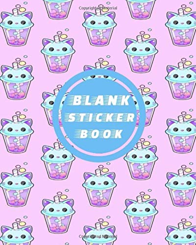 Blank Sticker Book: Pink Cat Unicorn Cupcake Mermaid Scales Blank ...